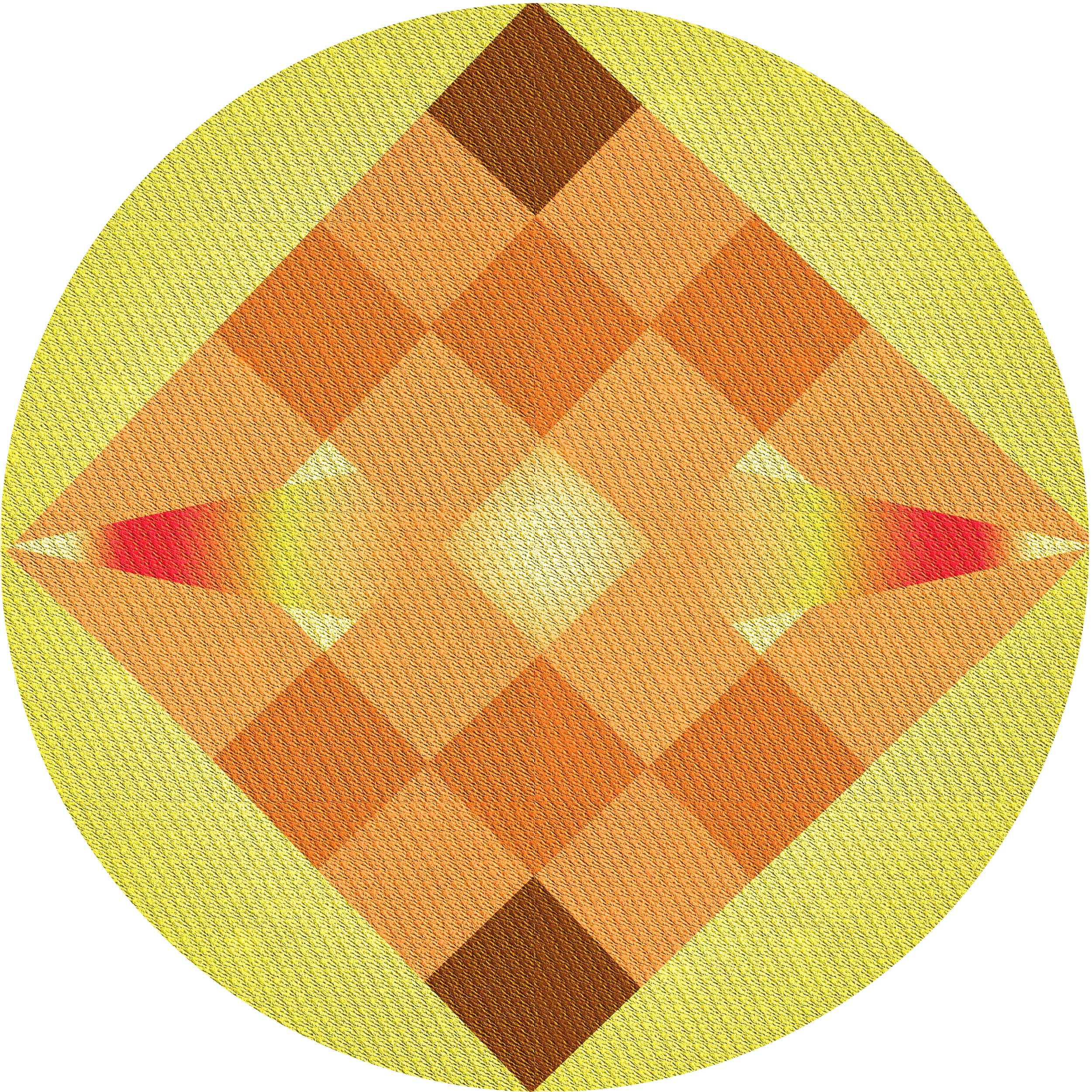 Ahgly Company Indoor Round Patterned Neon Orange Area Rugs, 8' Round ...