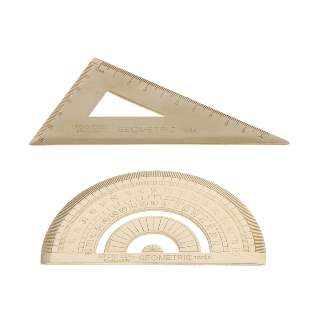 Statiry Ruler Graphometer Squares Triangle Ruler Brass Protractor Craft ...