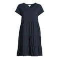 Time and Tru Women's and Women's Plus Tiered Cotton Mini Dress, Sizes ...