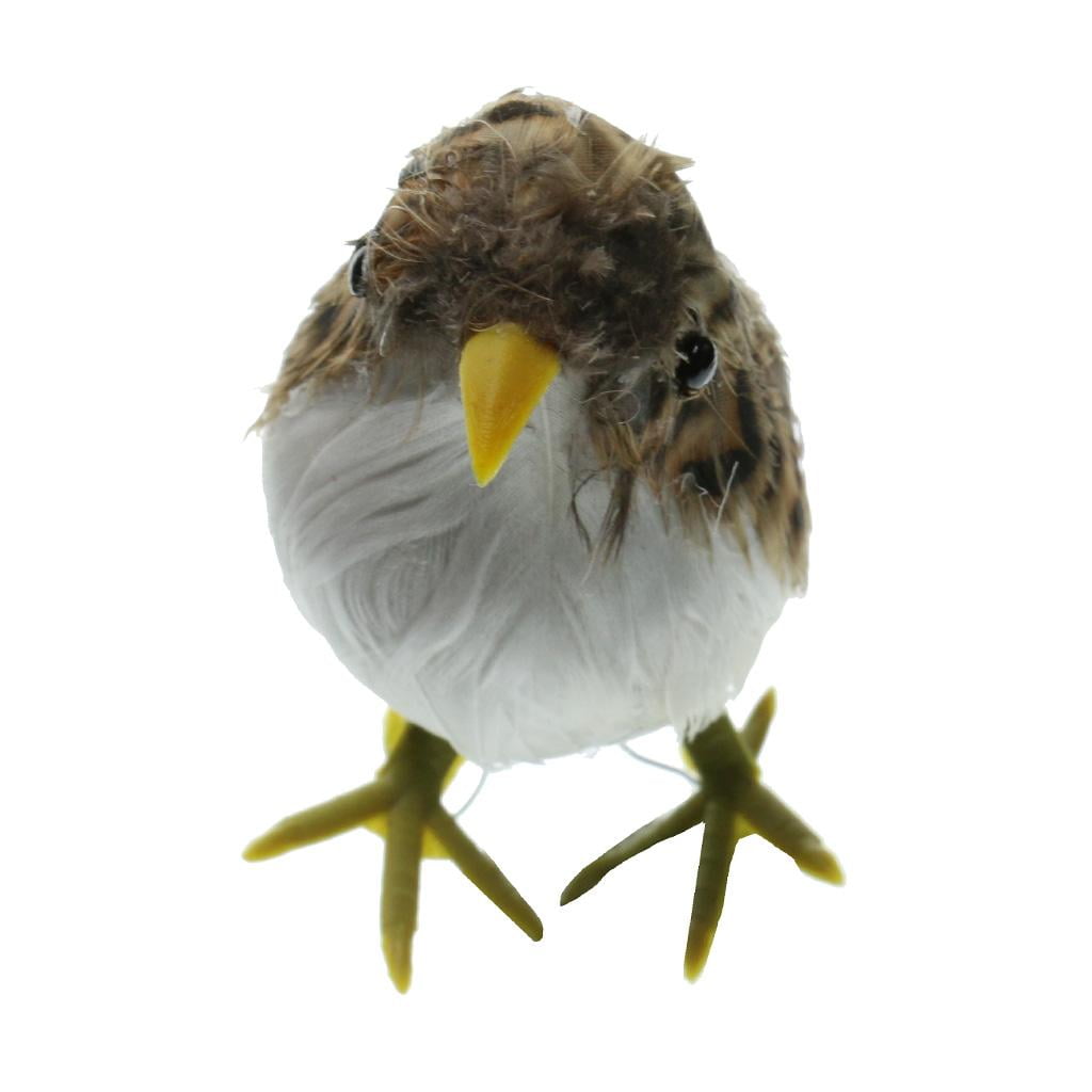 Small Artificial Bird Feather Realistic Sparrow Garden Tree Ornament ...