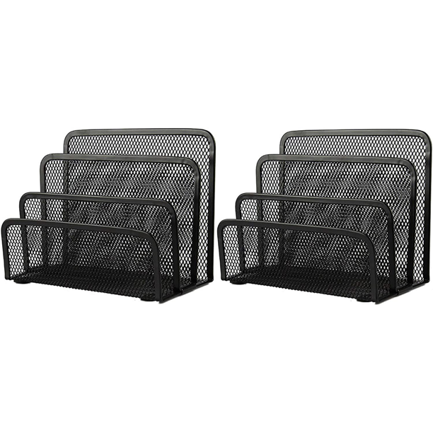 2 Letter Sorters Desktop File Holder Organizer Metal Mesh with 3 ...