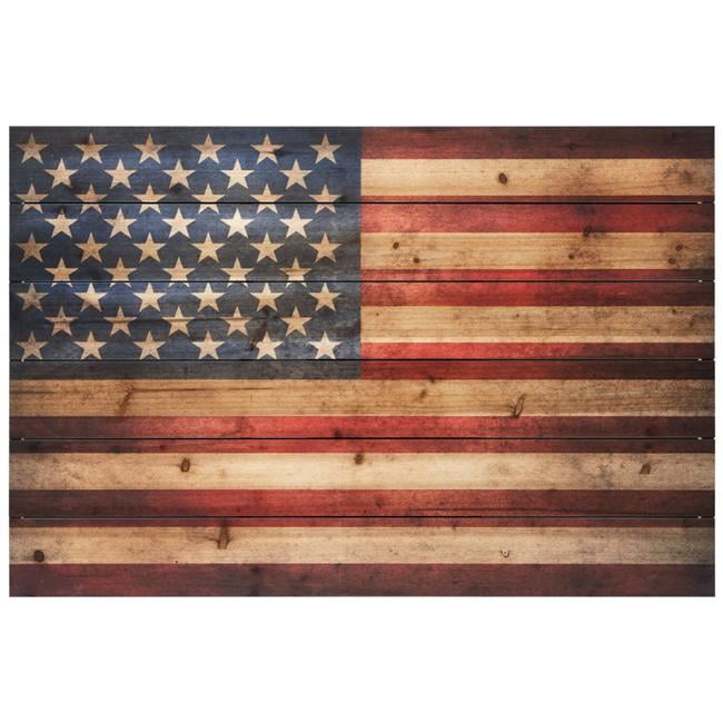 24 x 36 in. American Flag Digital Print on Solid Wood Wall Art ...