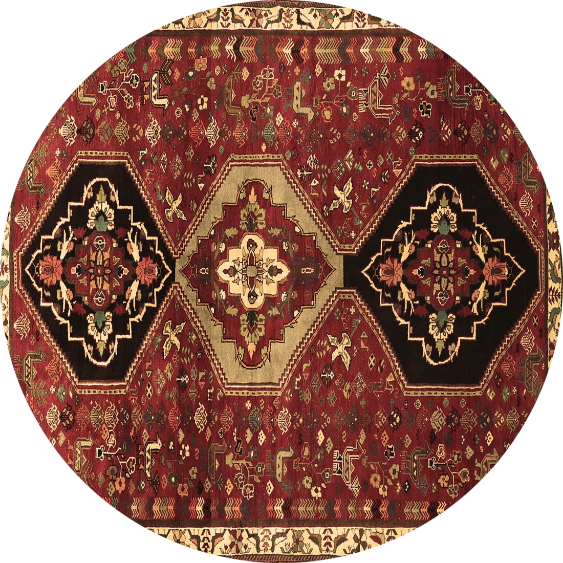 Ahgly Company Indoor Round Persian Brown Traditional Area Rugs, 4 ...