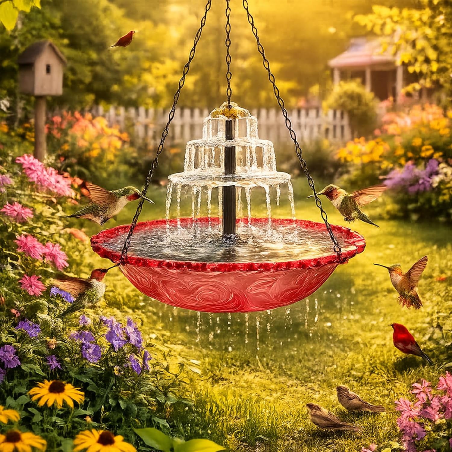 Click here for Yppkmmt 2026 New Solar Cascade Hanging Bird Bath F... prices