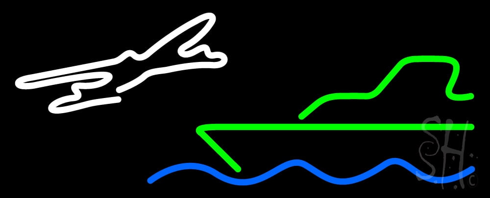 Travel Logo LED Neon Sign 13 x 32 - inches, Black Square Cut Acrylic ...