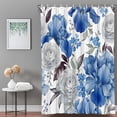 Bathroom Shower Curtain Watercolor White Blue Roses Waterproof Shower ...