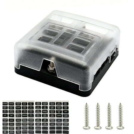 6-Way LED Blade Fuse Box with Negative Bus Bar Car Automotive Marine ...