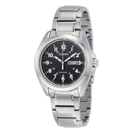 Citizen Eco-Drive Men's Watch, Black Dial, Luminous Hands, Beige Nylon ...