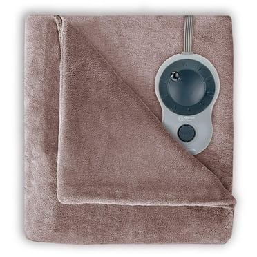 Sunbeam Microplush Electric Heated Throw Blanket Garnet Red 3 Settings ...