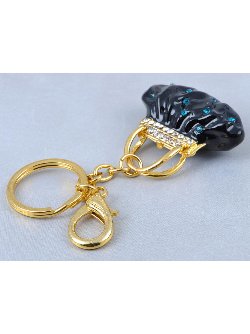 Gold Tone Dark Resin Sapphire Crystal Accented Lady Handbag Purse Hook ...