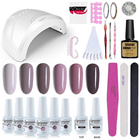 SUZH Gel Nail Polish Starter Kit with 48W SUNOne UV LED Nail Lamp Speed ...