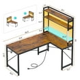 L Shaped Desk, Reversible Corner Desk with Power Outlet and LED Lights ...