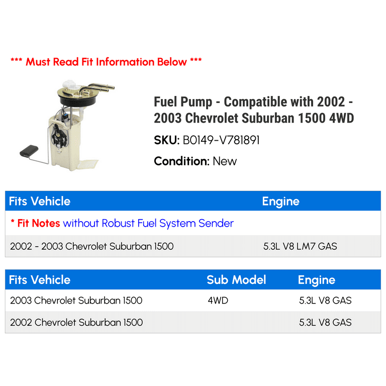 2003 Chevy Suburban Fuel Pump Fuel Pump Assembly With Sensor For Buick