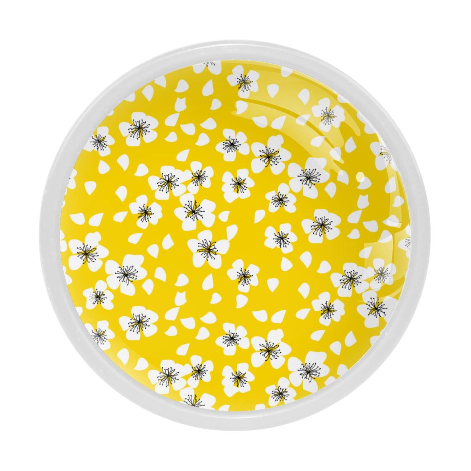 4 Pcs Blossom Yellow Knobs for Kitchen Cabinet Cupboard Dresser ...