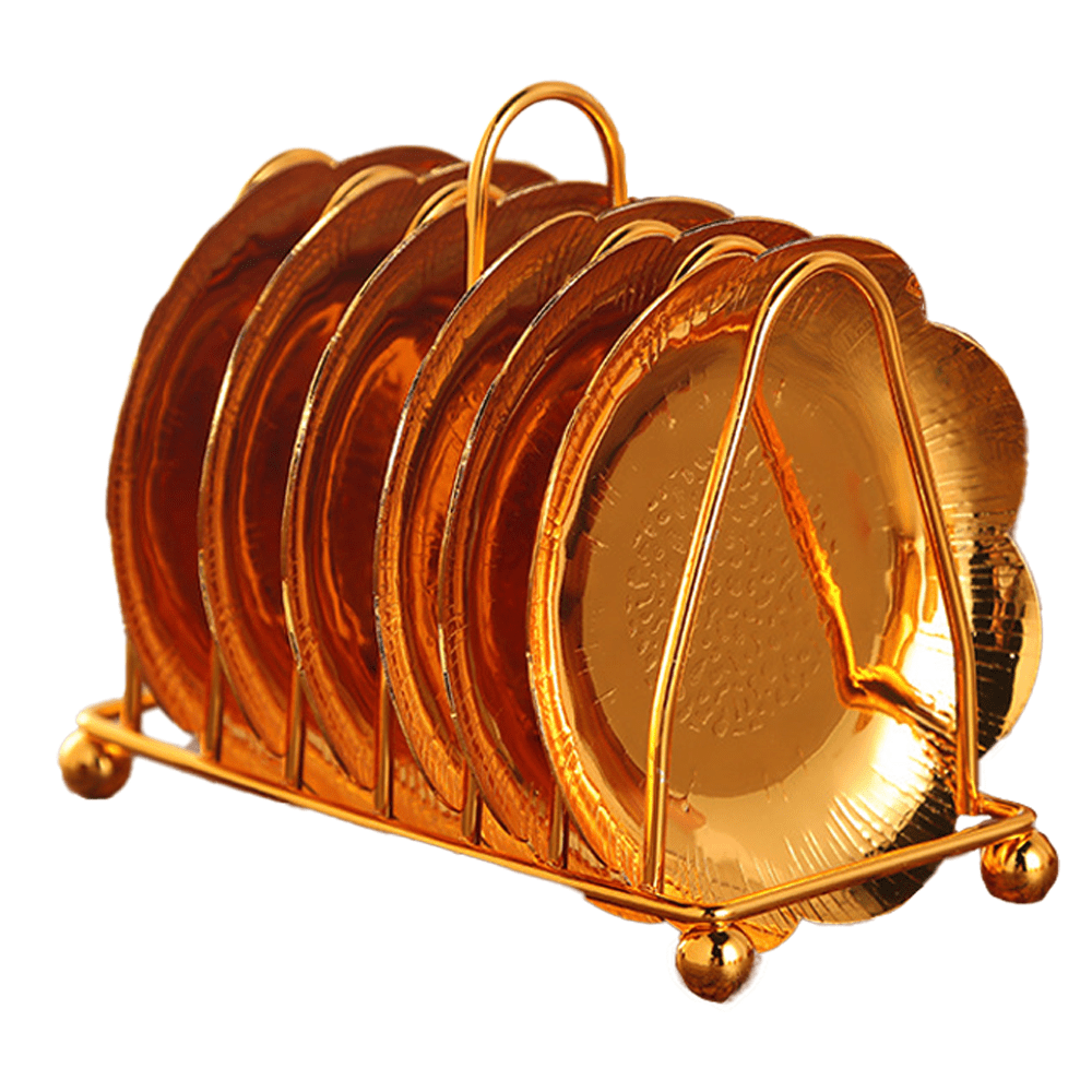 Coaster Creative Drink Coasters With Decorative Rack Non-Slip Metal Cup ...