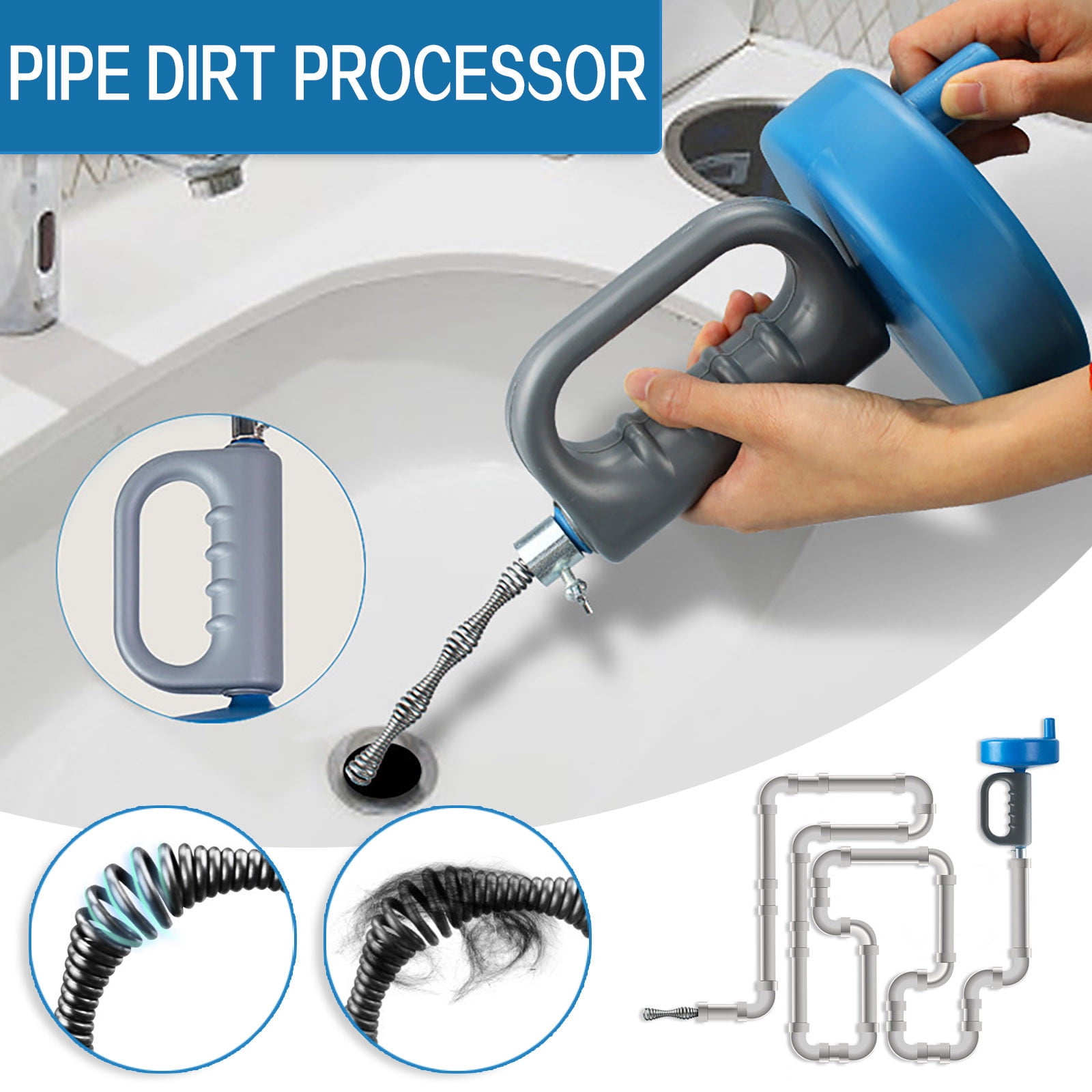 Xihbxyly Desatascador de Desagües Pipe Snake, Cable de Acero Flexible ...