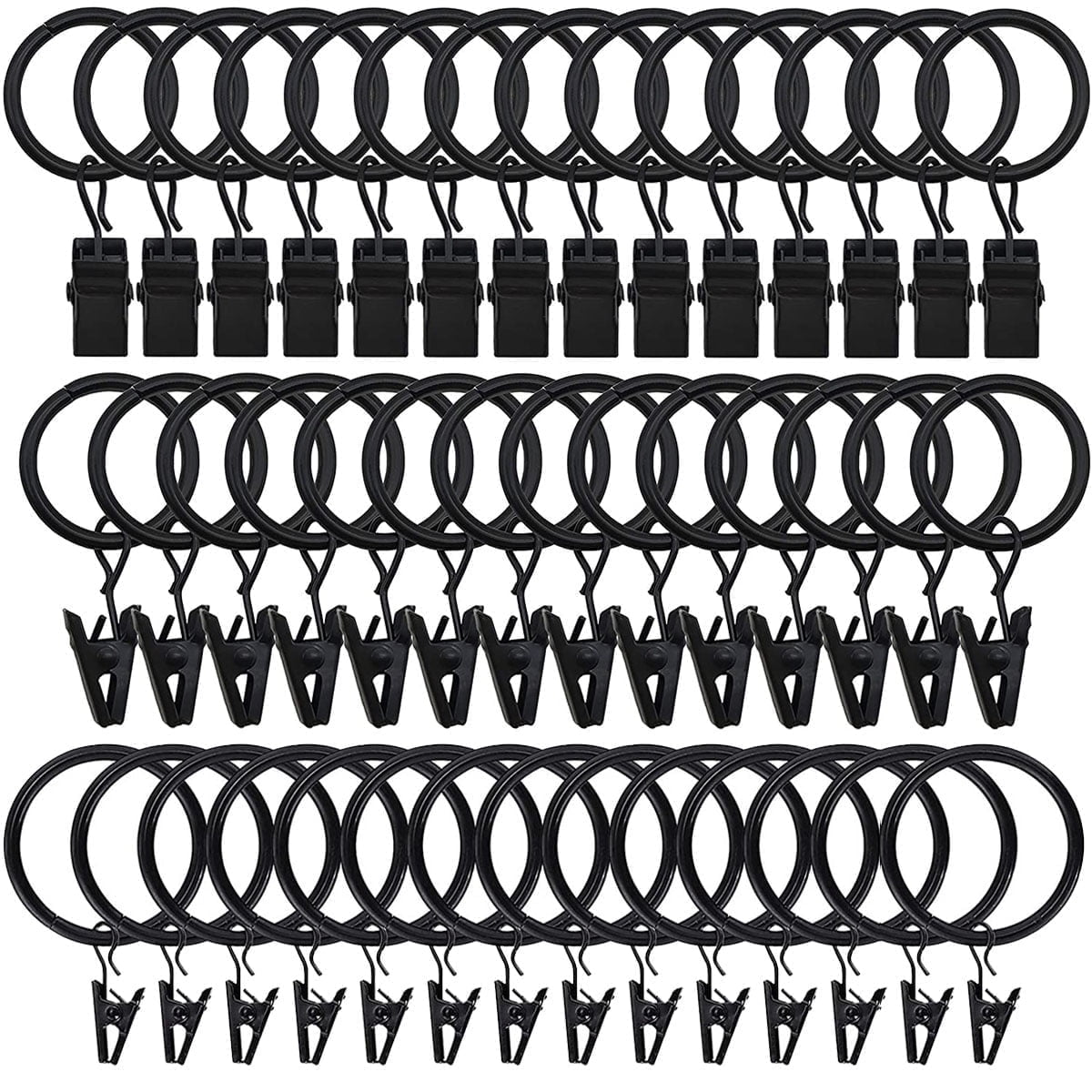 Click here for Jinswick 30 Pcs Black Curtain Rings With Clips Met... prices