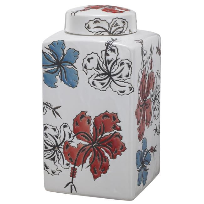 Square Shaped Ceramic Lidded Jar, Multicolor - Walmart.com - Walmart.com