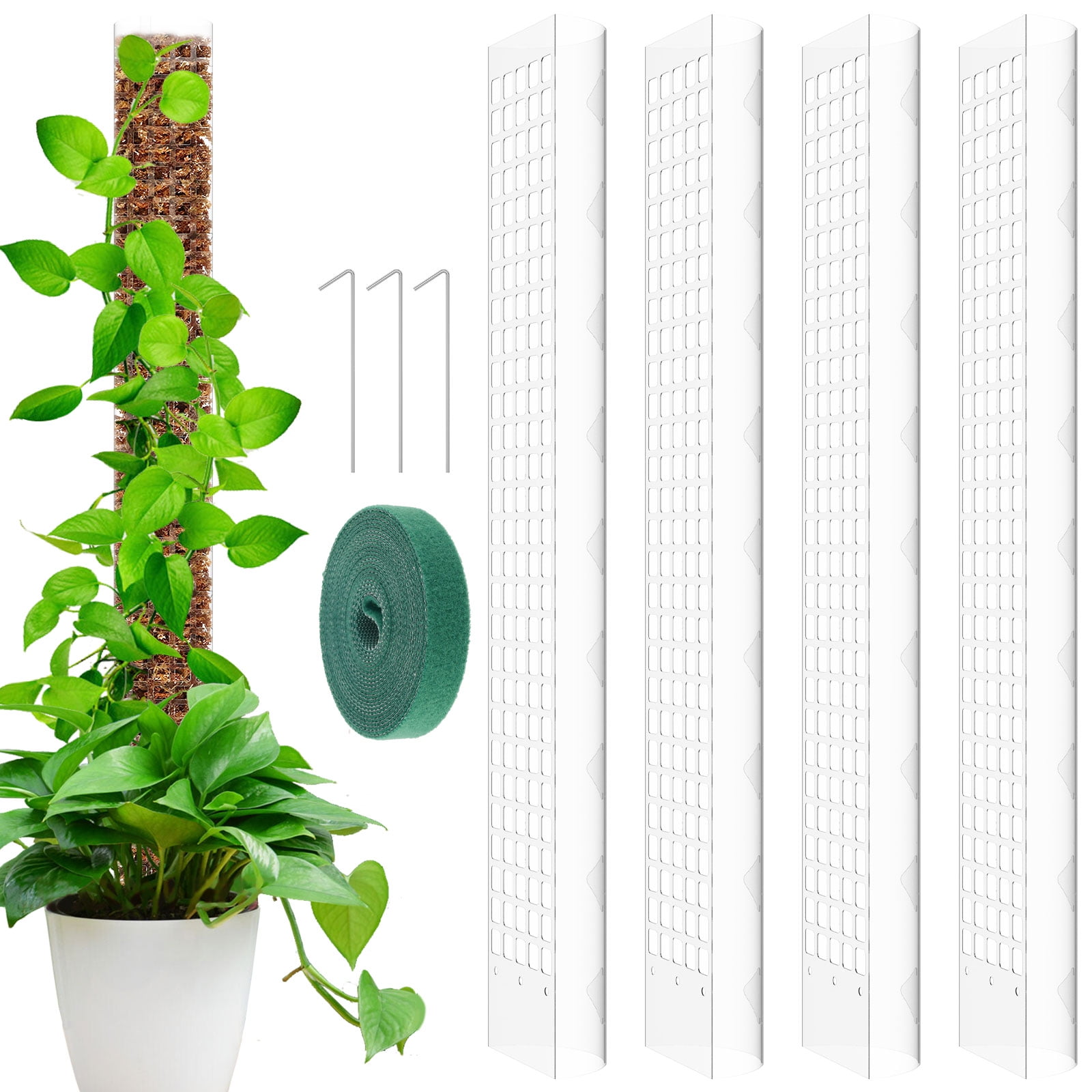 Adifare 4Pcs Plastic Moss Poles,23.6in Reusable Plastic Plant Pole ...