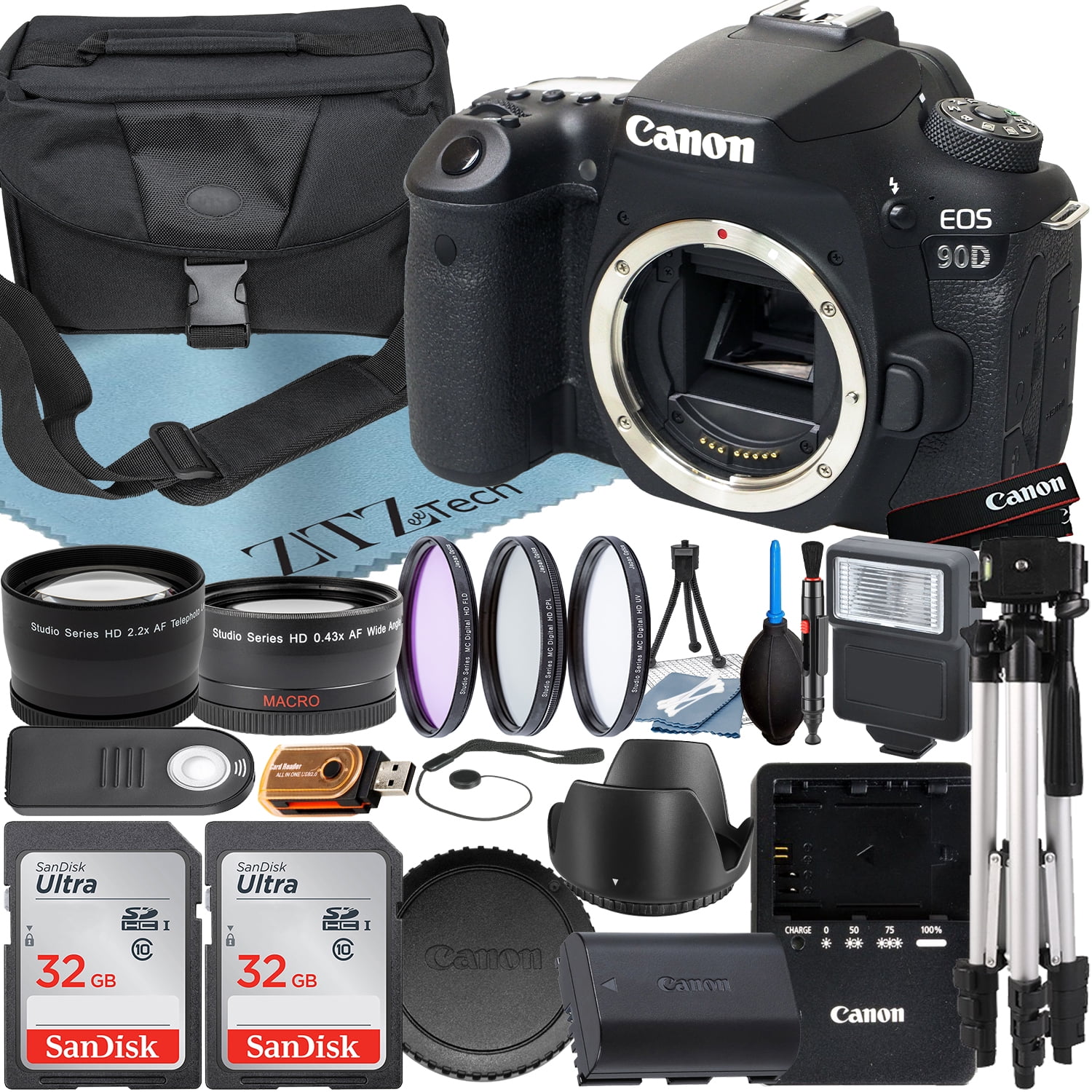 Canon EOS 90D DSLR Camera (Body Only) with 32.5MP CMOS Sensor + SanDisk ...