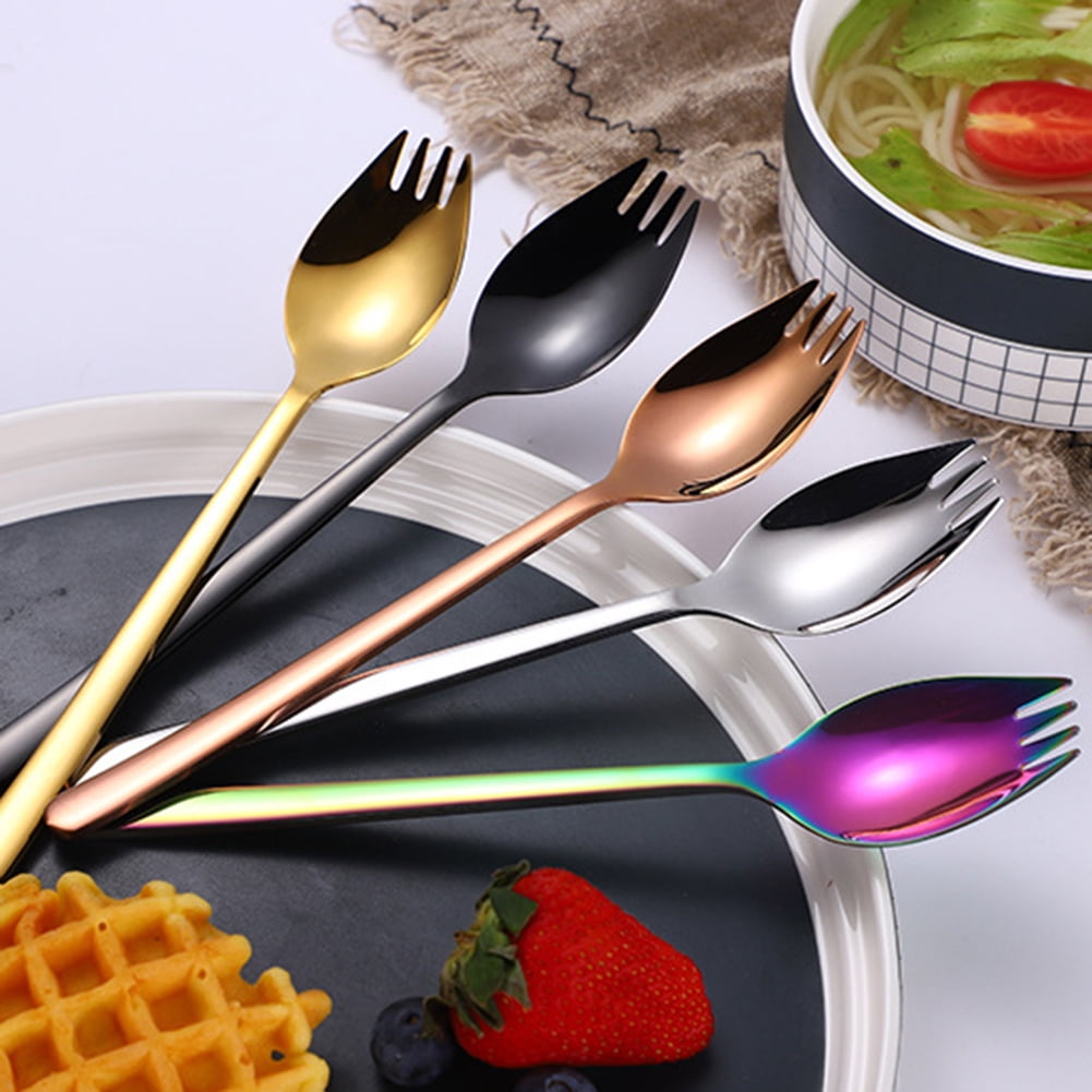 Walbest 2 in 1 Multifunction Stainless Steel Spork Spoon Fork Noodle ...