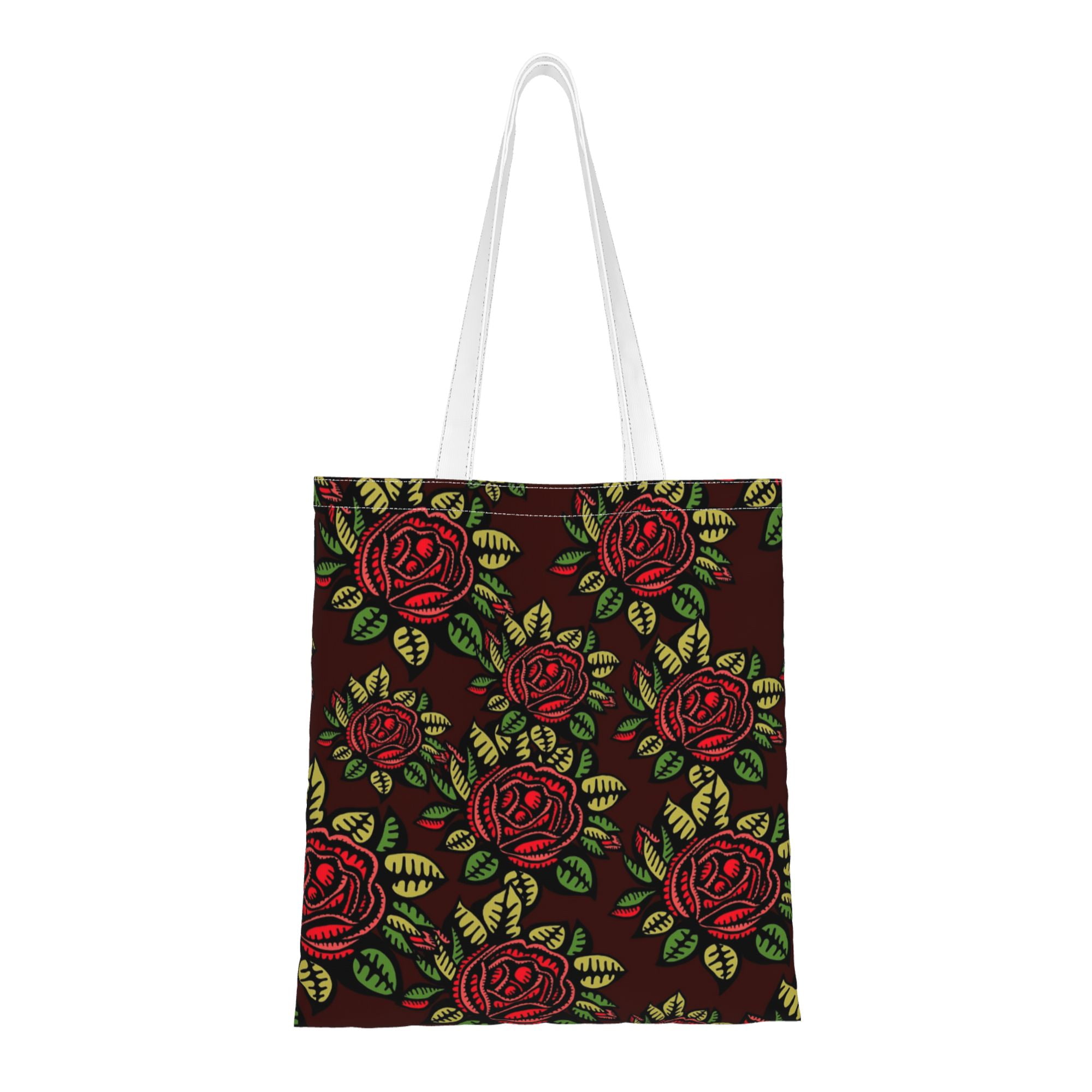 DouZhe Reusable Grocery Bags, Abstract Red Roses Flowers Lightweight ...