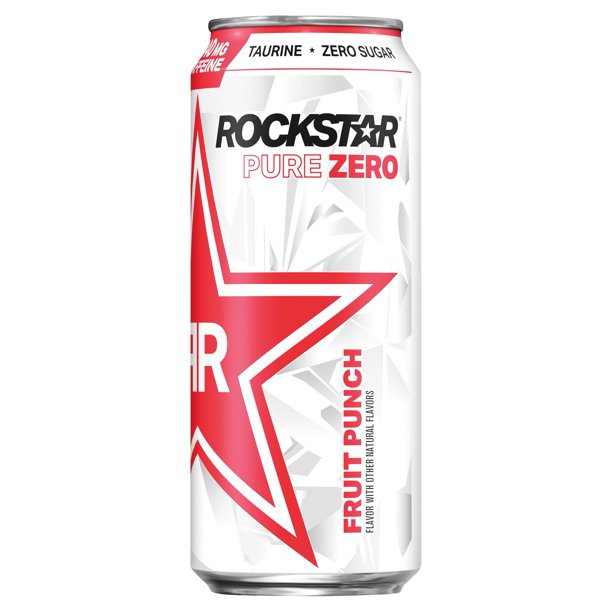 Rockstar Pure Zero Sugar Punched Fruit Punch Energy Drink, 16 oz Can ...