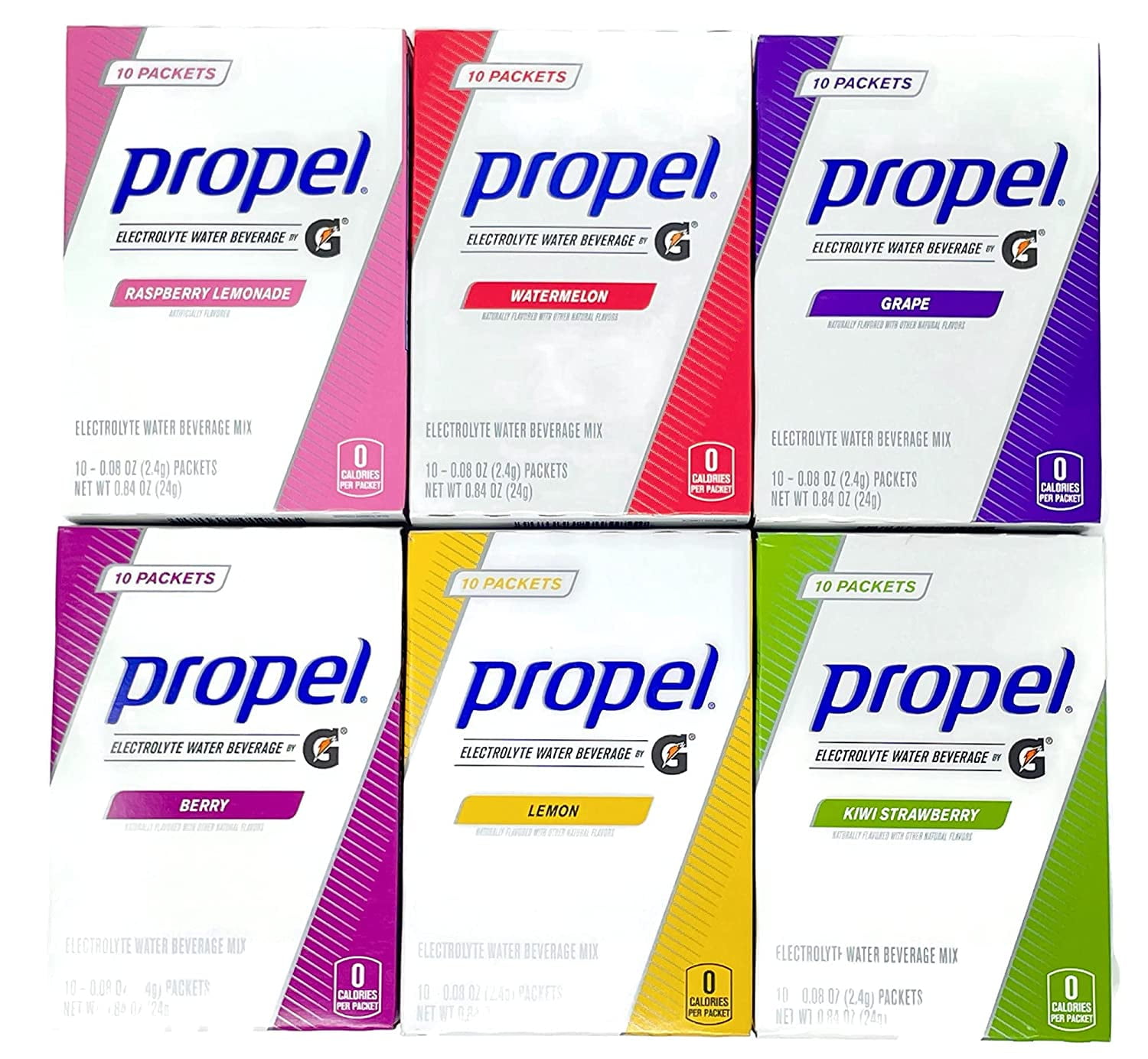 Propel Powder Packets Drink Mix Singles Variety of 6 Lemon, Grape ...
