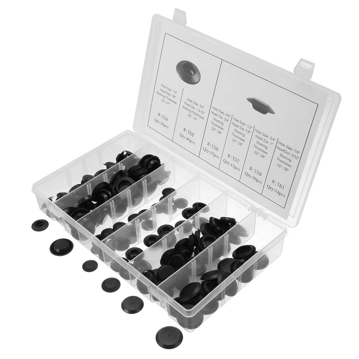 141Pcs Black Plastic Assortment Flush Mount Auto Body Sheet Metal Hole ...