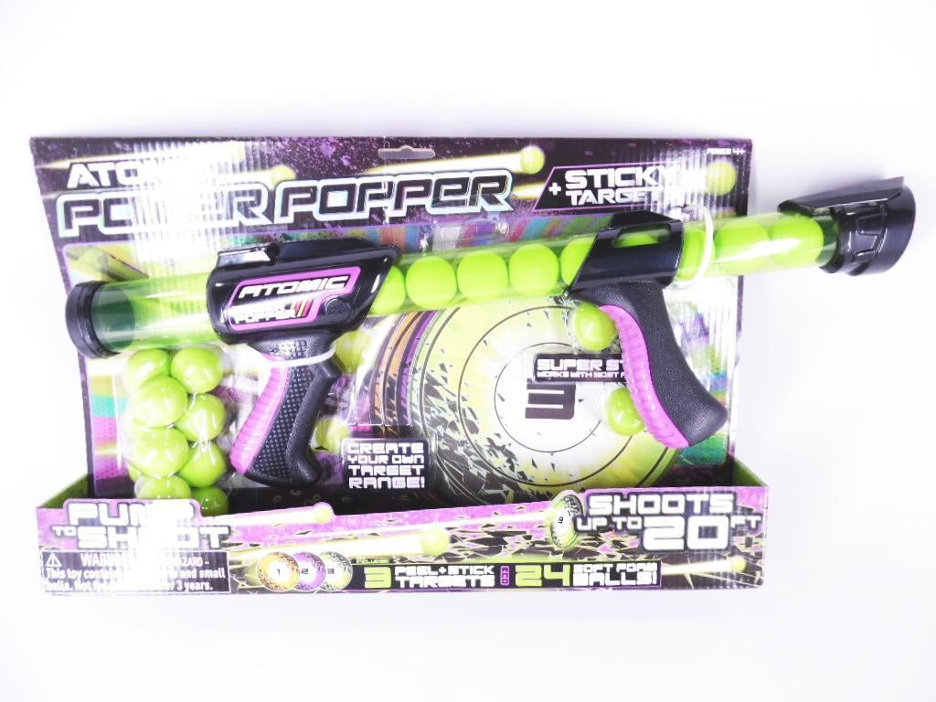 Atomic Power Popper, Toy Blaster with Peel + Stick Targets, 24 Balls ...