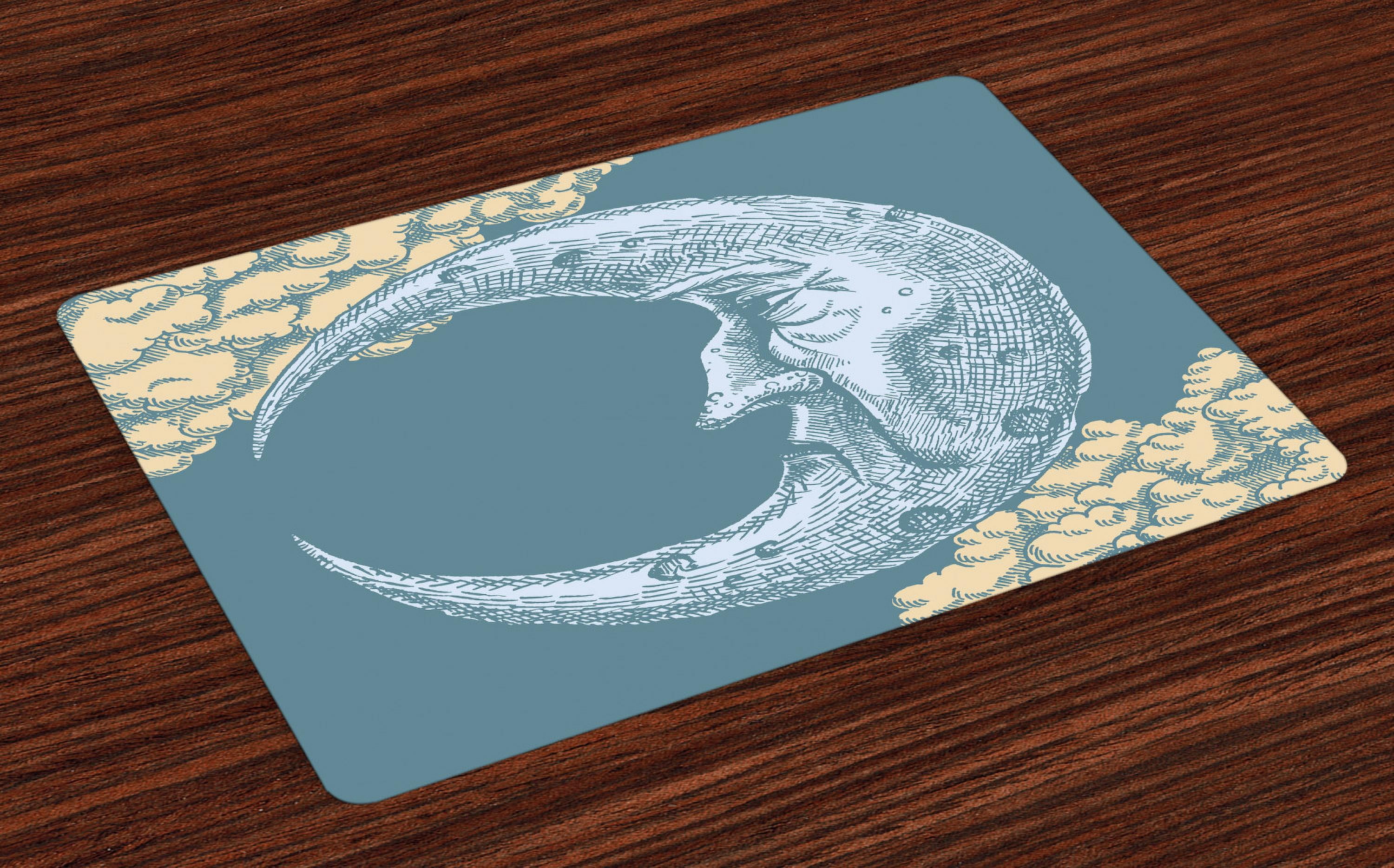 Ambesonne Moon Place Mats Set of 4, Vintage Crescent Moon, Standard ...