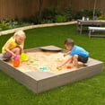 KidKraft Wooden Backyard Sandbox with Corner Seating and Mesh Cover ...