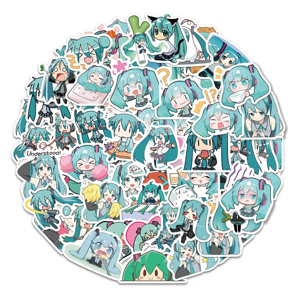 65 Pcs chibi version of Hatsune Miku stickers, Luggage Water Bottle ...