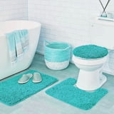 Elite 3-Piece Bathroom Rug Set with Bath Mat, Contour Mats & Toilet ...