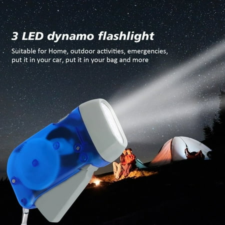 3 LED Dynamo Wind Up Flashlight Torch Light Hand Press Crank NR Camping ...