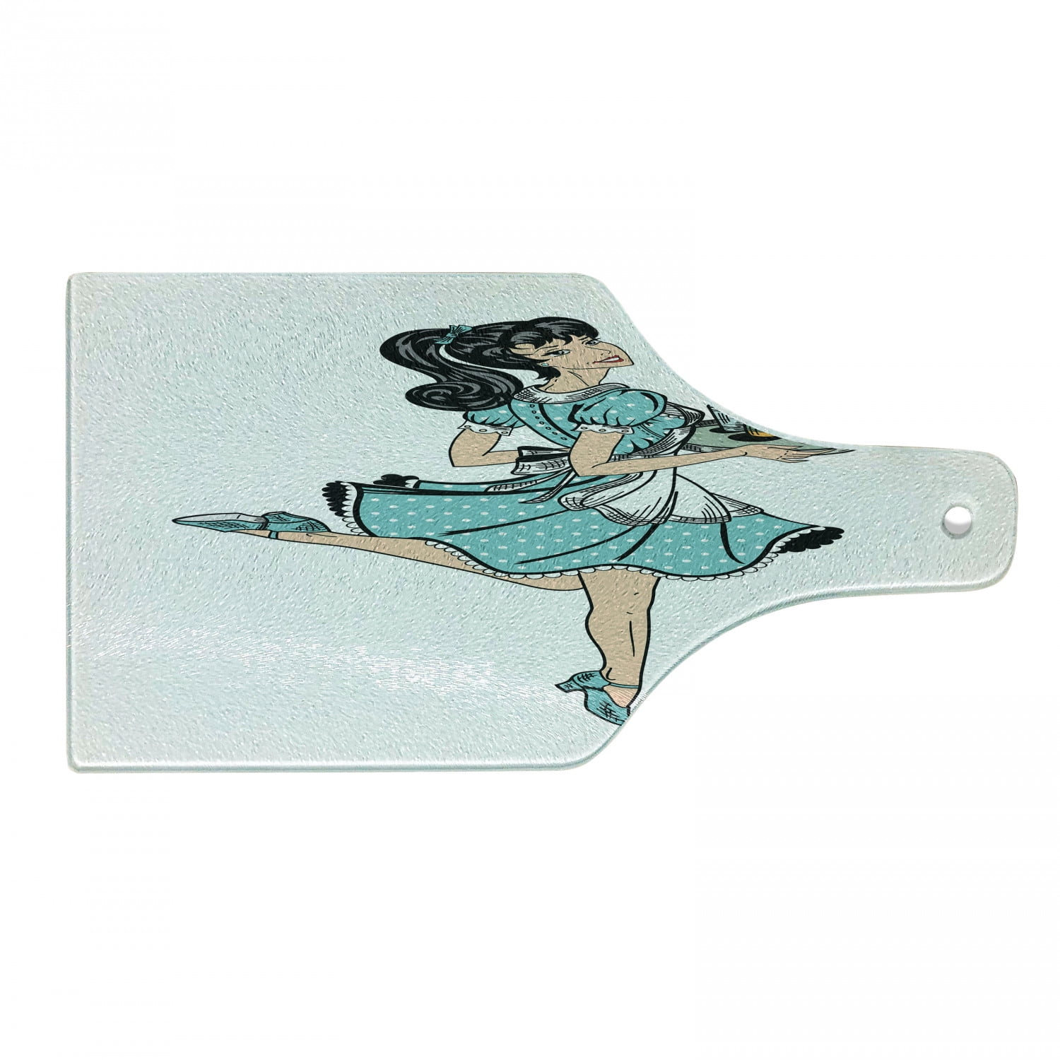 Pin up Girl Cutting Board, Pony Tail Haired Waitress in Polka Dot Dress ...