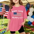 Byoo Big Girls T-Shirt Happy 250Th Birthday Usa Flag Print Short Sleeve ...