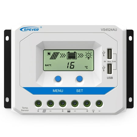 ViewStar-AU Series 45A PWM Solar Charge Controller for /24V Solar Panel System LCD Display ...