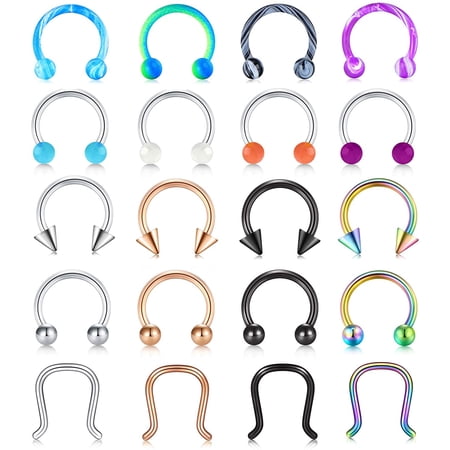 HTWW 16g Septum Ring Horseshoe Bull Nose Ring Septum Jewelry Stainless ...