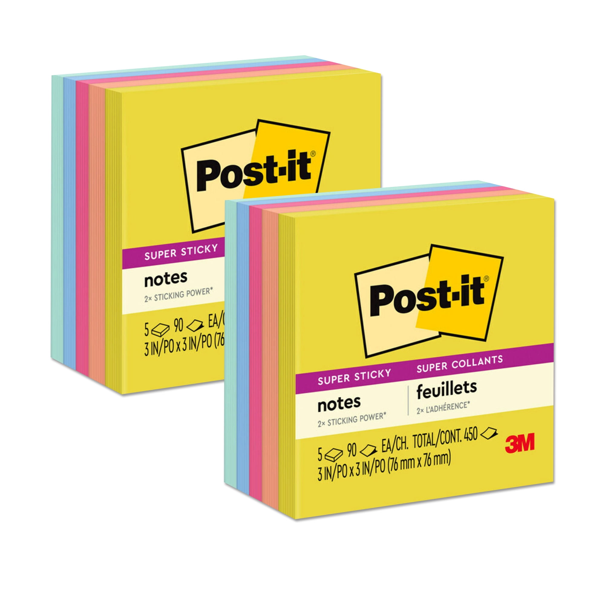 Post-it Super Sticky Notes, 3x3 in, Summer Joy Collection, Assorted ...