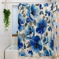 Blue Flower Shower Curtains for Bathroom, Watercolor Gradient Blue ...