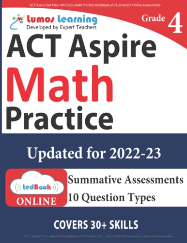 Pre-Owned ACT Aspire Test Prep: 4th Grade Math Practice Workbook and ...