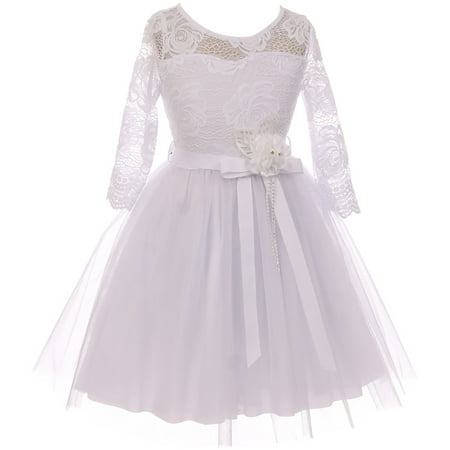 BNY Corner - Little Girl Floral Lace Top Tulle Communion Easter Flower ...