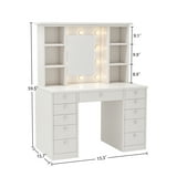Yesfashion Vanity Desk with Light Mirror,Makeup Vanity with Lights Tri ...