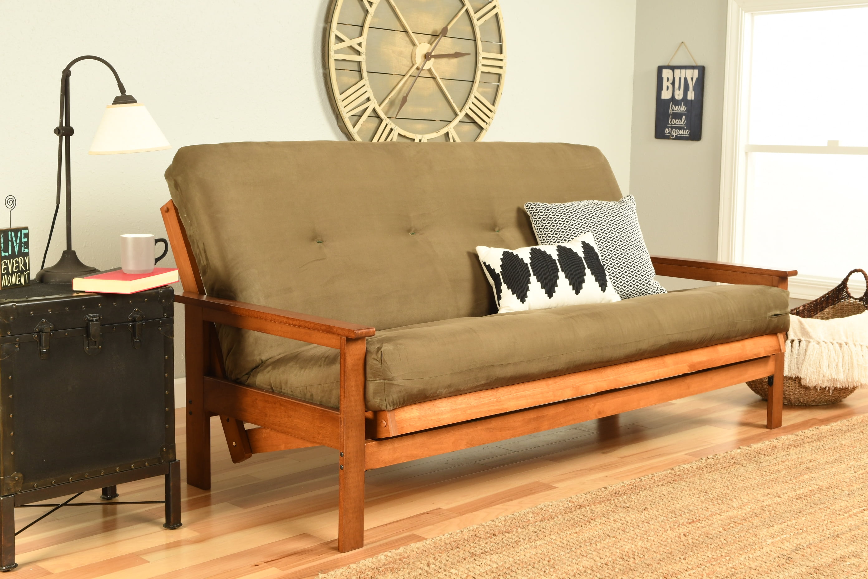 Albany Futon in Barbados Finish, Multiple Suede Colors - Walmart.com