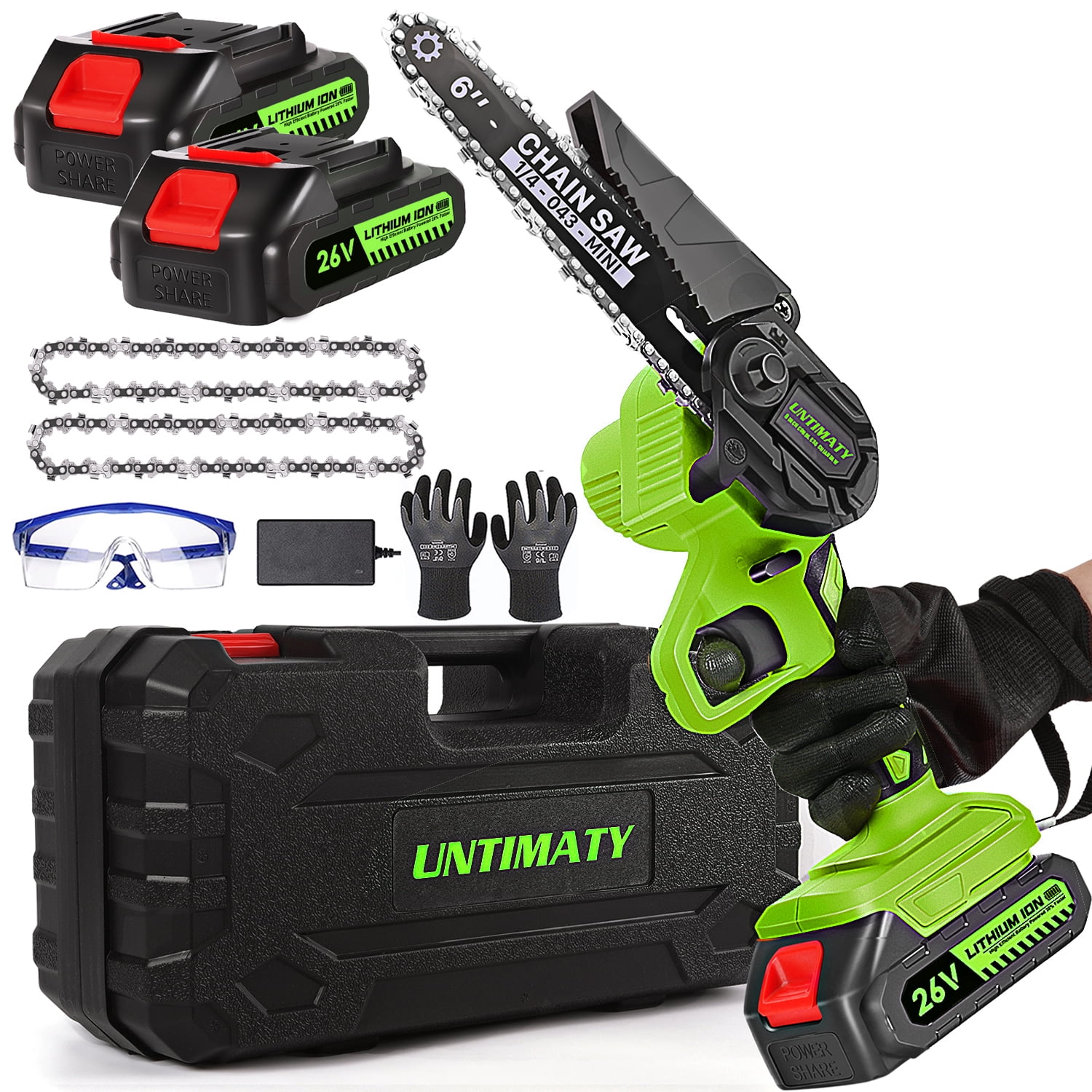 UNTIMATY 6" Cordless Mini Chainsaw, 6-inch Electric Portable One-Hand ...