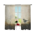 Bird Sheer Curtains for Living Room Bedroom, Wild Grass Misty Field ...