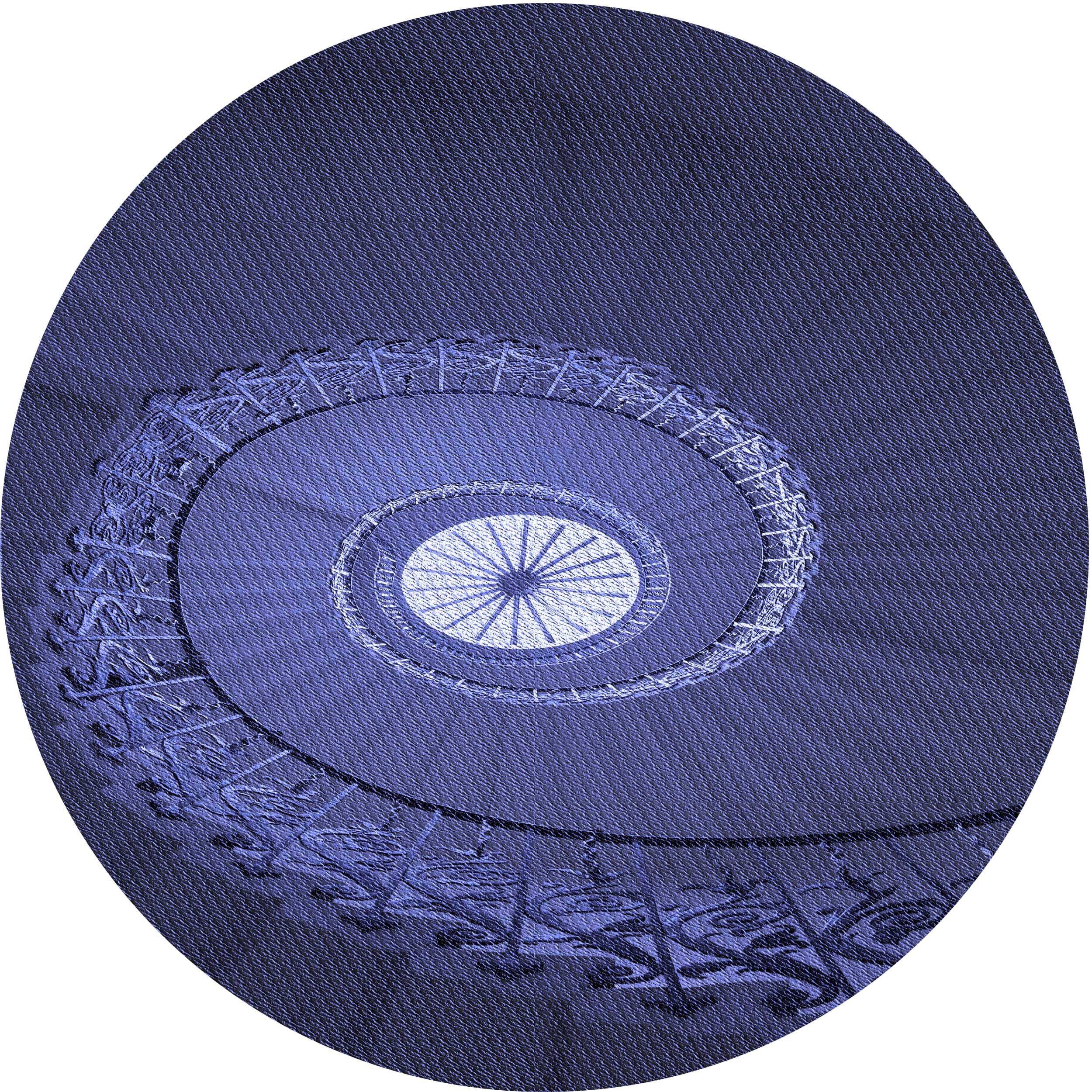 Ahgly Company Indoor Round Patterned Royal Blue Area Rugs, 7' Round ...