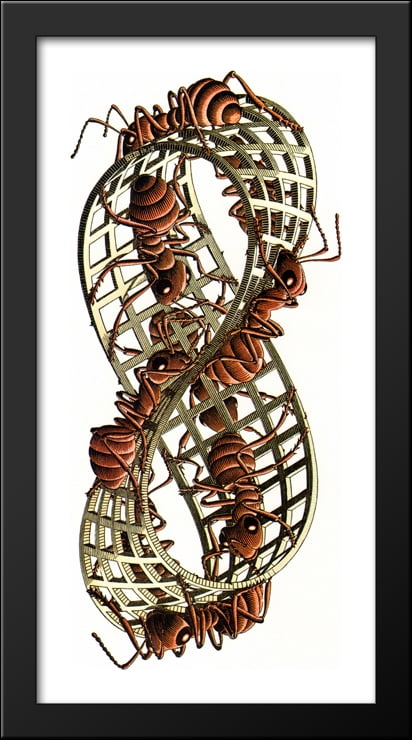 Mobius Band 20x40 Large Black Wood Framed Print Art by M.C. Escher ...