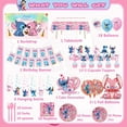 Stitch Birthday Party Supplies, Pink Stitch Decorations with Backdrop ...